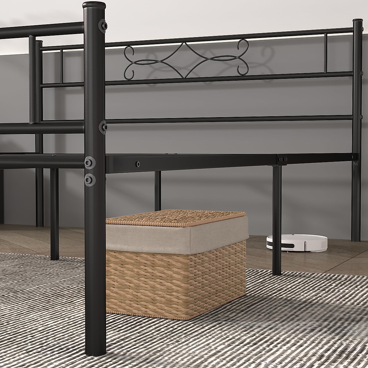 VECELO Full Size Bed Frame Metal Platform with Headboard/Steel Slat Support/No Box Spring Needed/Easy Assembly