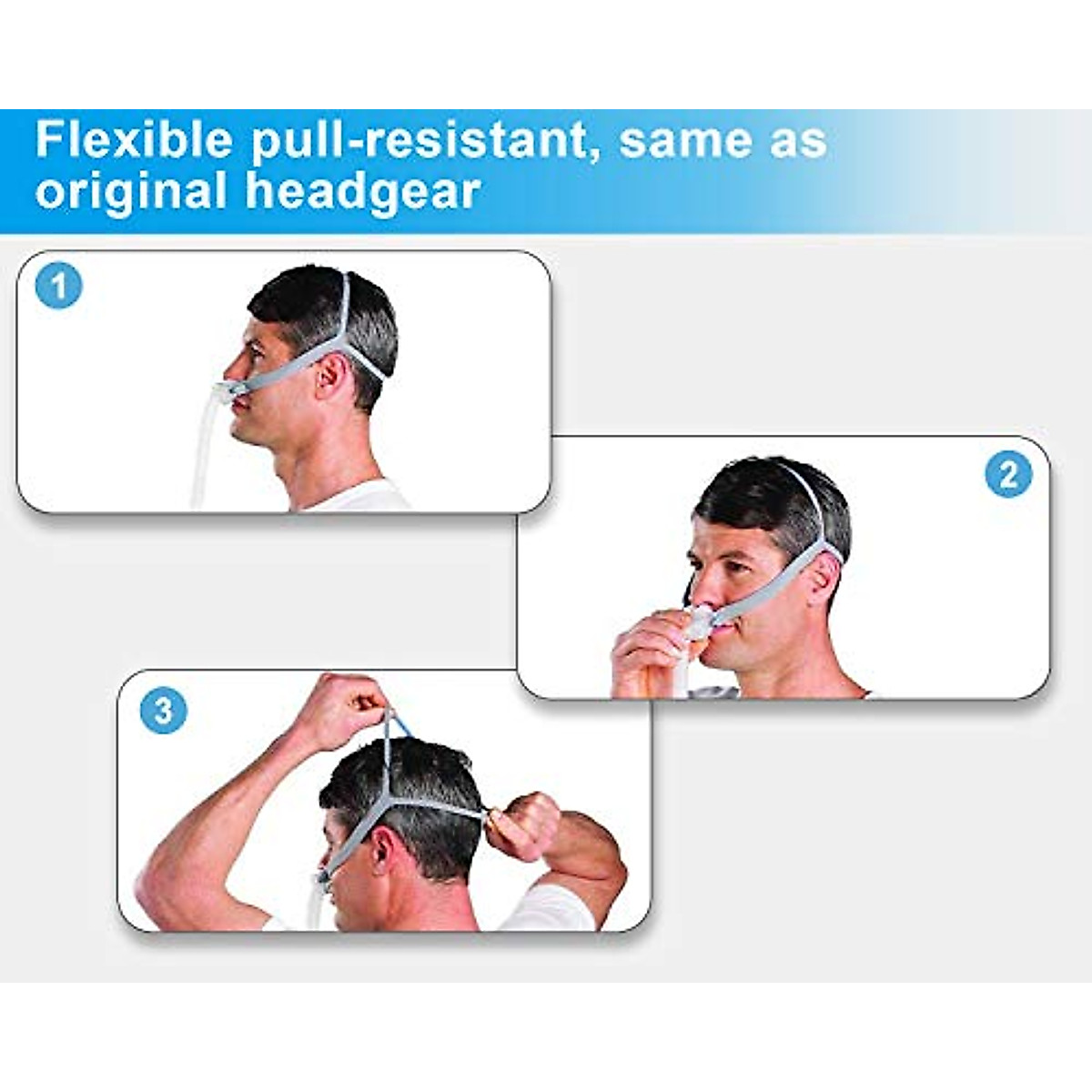 Replacement Headgear Compatible with ResMed Airfit P10 Nasal Pillow Mask Straps Included 3 Super Elastic Straps and 6 Adjustment Clips(3 Pack)