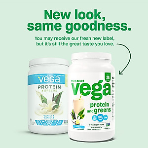 Vega Protein and Greens Protein Powder, Chocolate - 20g Plant Based Protein Plus Veggies, Vegan, Non GMO, Pea Protein for Women and Men, 1lbs (Packaging May Vary)