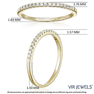 Vir Jewels 1/5 cttw Pave Round Diamond Wedding Band for Women in 14K Yellow Gold Prong Set, Size 6.5