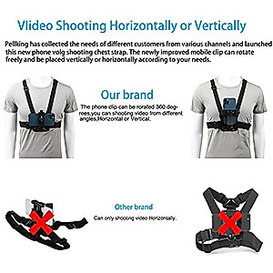 PellKing Mobile Phone Chest Mount Harness Strap Holder Cell Phone Clip Action Camera POV for Samsung iPhone Plus etc