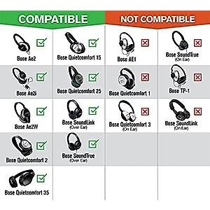 Aquelo SoundTrue Replacement Ear Cushions Soft Protein Leather Ear Pads Compatible with Bose QuietComfort25 QC35 QC35II QC25 QC15 Ae2 Ae2i Ae2W Over-Ear Headphones(Black&Blue)