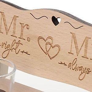 Spruchreif | Engraved Schnapps Bench with 2 Shot Glasses | Alcohol gift | Liquor gift | Wooden Shot Glas Stand with engraving | Funny Wedding Gift | Wedding Gift Ideas | Mr right Mrs always right