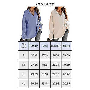LILLUSORY Womens V Neck Collared Oversized Fall Sweater Clothes 2023 Sexy Cozy Long Sleeve Trendy Knit Knited Polo Pullover Tunic Sweaters Top Cute Outfits