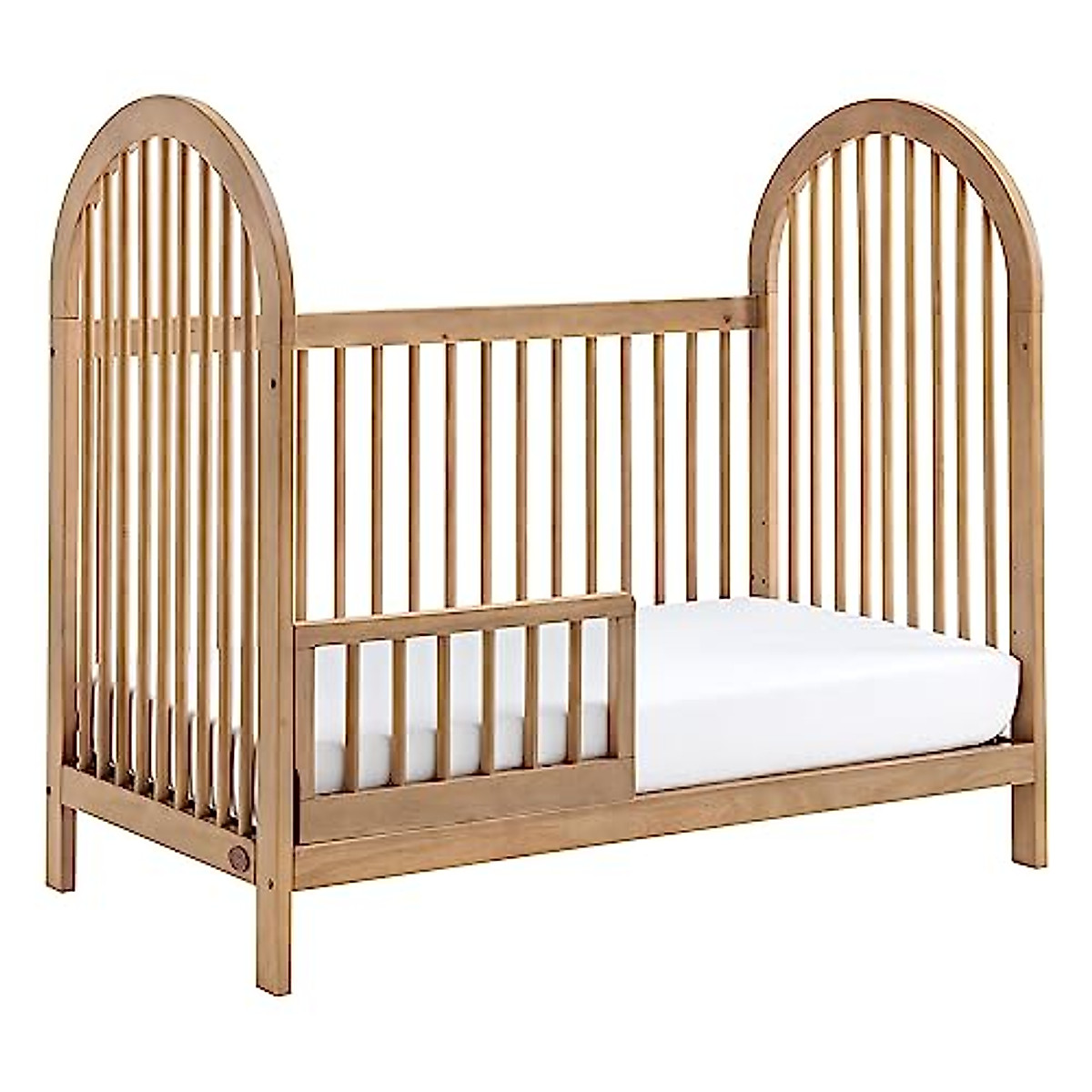 Oxford Baby Everlee Modern High Arch 3-in-1 Convertible Island Crib with Round Spindles, Honey Wood