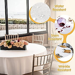 6 Pack White Round Tablecloths 120 Inch - Circle Bulk Linen Polyester Fabric Washable Table Clothes Cover for Wedding Reception Banquet Party Buffet Restaurant