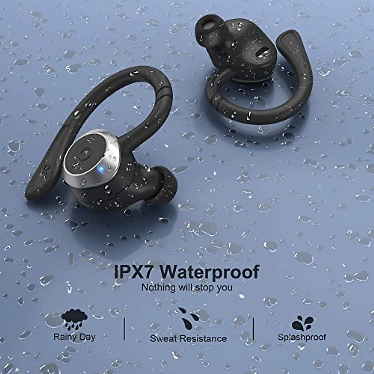 comiso Wireless Earbuds Bluetooth Headphones, True Wireless in Ear Bluetooth 5.1 Earbuds with Microphone, Deep Bass, IPX7 Waterproof Loud Voice Earphones for Sport Outdoor Running Gym Workout(Black)
