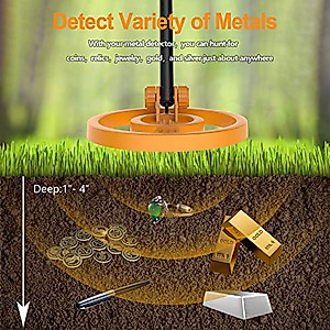 Metal Detector for Kids-Child Junior Metal Detectors Lightweight with Adjustable Stem and Waterproof Search Coil, High Accuracy Pinpointer for Detecting Gold, Coin and Beach Treasures