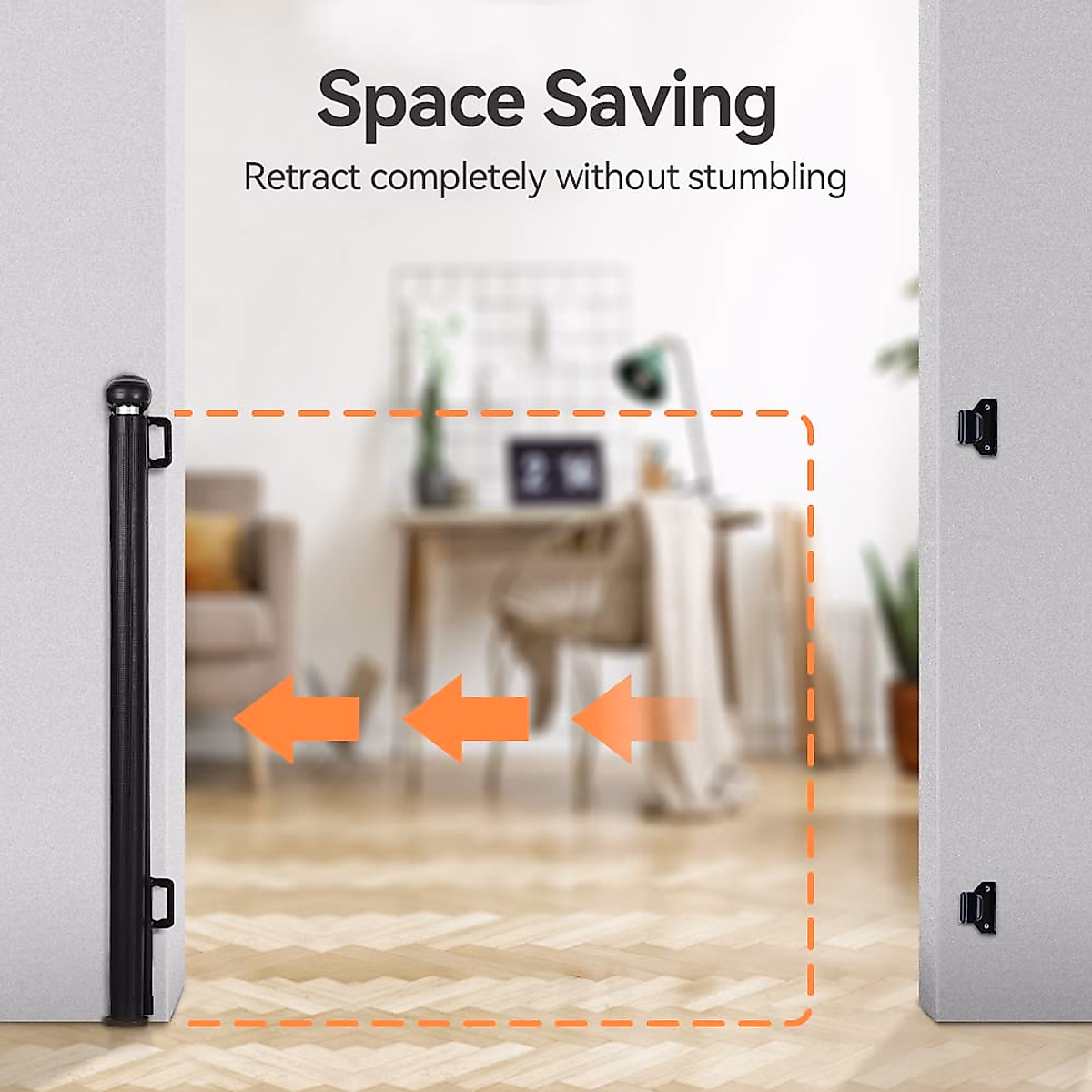 COMOMY Retractable Baby Gate for Stairs, 0-71" Mesh Dog Gate for House Doorways Hallways, 33" Tall Extra Wide Child Safety Gate for Kids Pets, Indoor and Outdoor (Black)