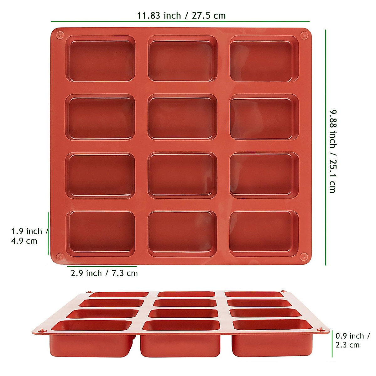 JOERSH Silicone Mini Loaf pan-(2PCS) 12 Cavities Mini Bread Pan, Non-stick Silicone Baking Molds for Bread, Cake, Cornbread, Brownie, Mini Sized Cheesecake