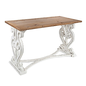 Kate and Laurel Wyldwood Rustic Wood Desk, 48" x 23.5" x 30", Rustic Brown and Coastal White, Chic Farmhouse-Inspired Design