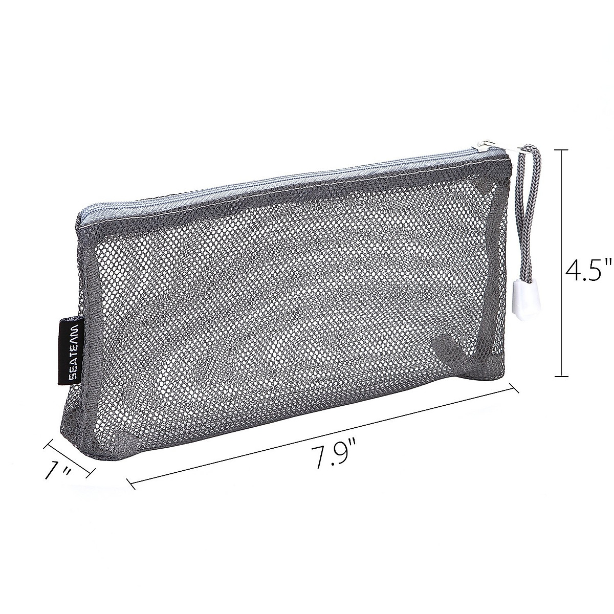 Sea Team 6pcs Multicolored Portable Travel Toiletry Pouch Nylon Mesh Cosmetic Makeup Organizer Bag with Zipper