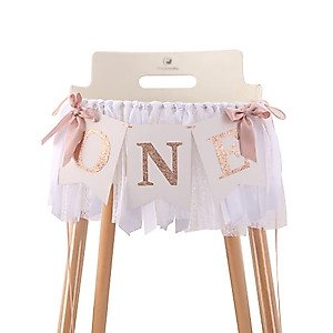 Rose Gold, Blush & White Highchair Banner - 1st Birthday Banner, One Highchair Banner, One Banner 1st Birthday, 1st Birthday Highchair Banner, 1st Birthday Party Decoration