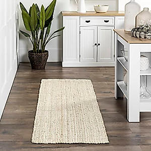nuLOOM Ashli Handwoven Solid Jute Runner Rug, 2' 6" x 6', Off-white
