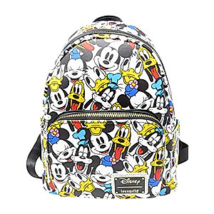 Loungefly Disney The Fab 5 Mickey Minnie Allover Print Double Strap Shoulder Bag Purse