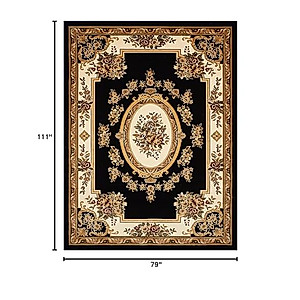 Well Woven Timeless Le Petit Palais Traditional Medallion Black Area Rug 6'7" x 9'3"
