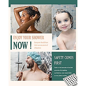 KUZOR Square Shower Drain 4 inch, Brushed Nickel 2 Pack Floor Drains for Shower with Flange and Hair Strainer, Brushed 304 Stainless Steel Quadrato Pattern Grate Removable, Fast 6.5 GPM Drainage