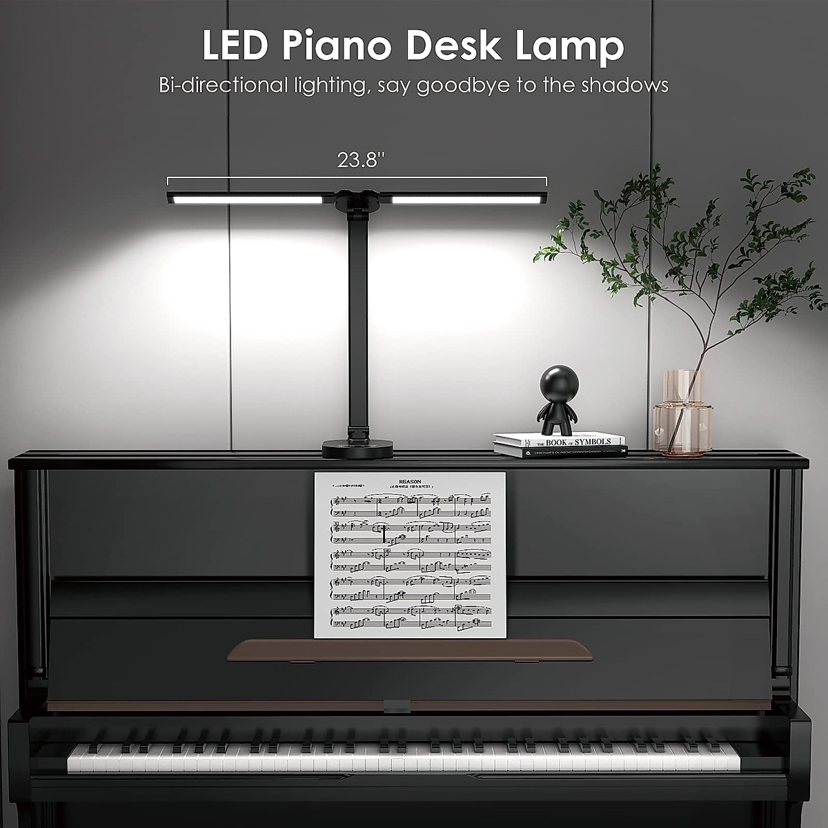 MOOKCCOS Double Head LED Desk Lamp with USB Charging - 5 Color Modes, Memory Function - Ideal for Home Office Desk Lamp, Multi-Angle Adjustable and Foldable Design Table Lamp- Black