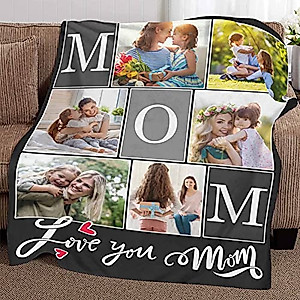 MyPupSocks Personalized Mom Gifts for Mothers Day Best Grandma Letter Blanket for Mom Mother's Day Blanket with Photos