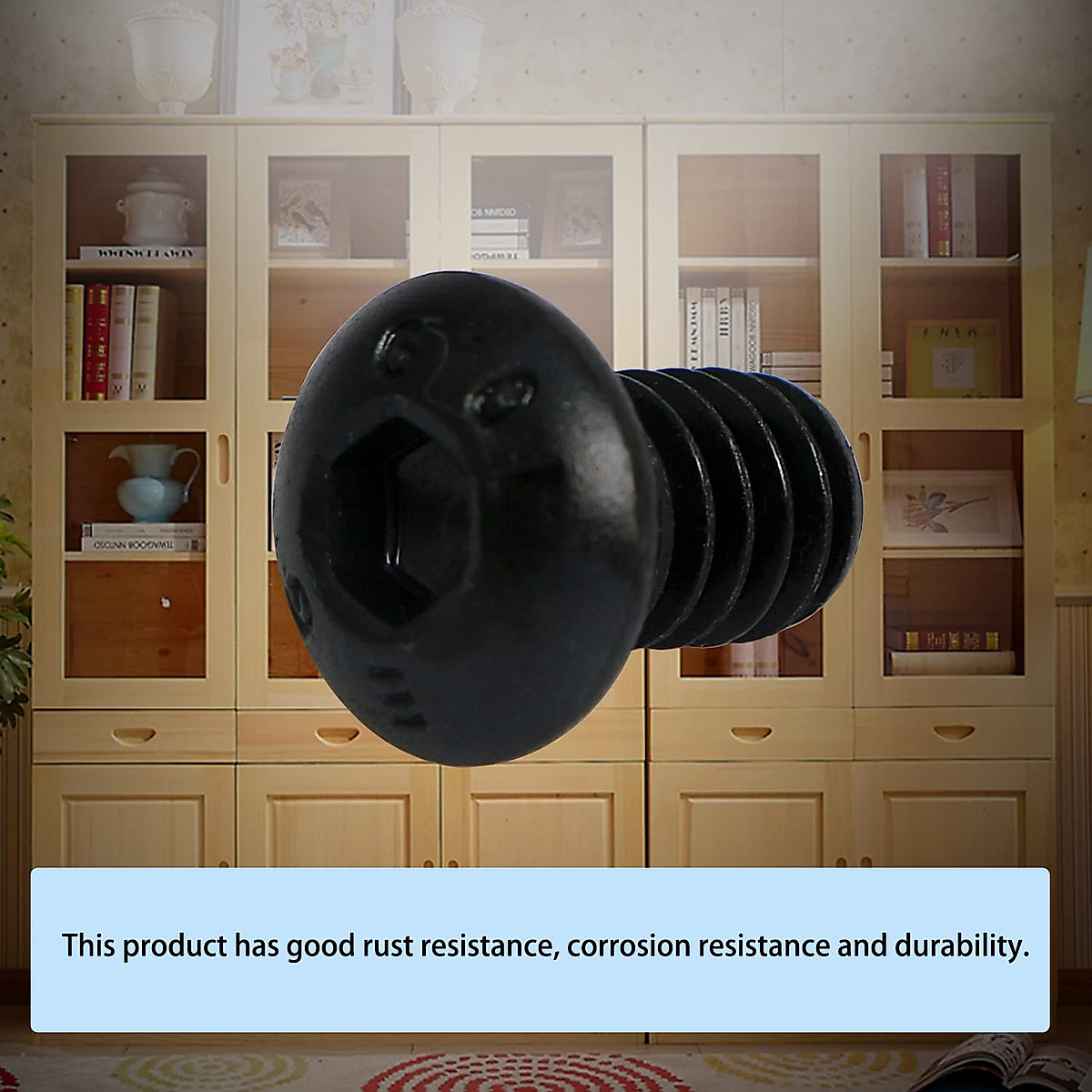 Aopin 1/4-20 x 3/8" Hex Socket Cap Screws, Button Head Socket Cap Screws, 10.9 Grade Alloy Steel, Black Oxide Finish, Fully Threaded, 10Pcs