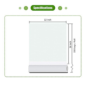 BESTEASY Plastic Produce Bag, 12" X 16" Clear Plastic Produce Bags on a Roll, Durable Plastic Bags for Bread Fruits Vegetable 350 Bags/Roll (1 Roll)