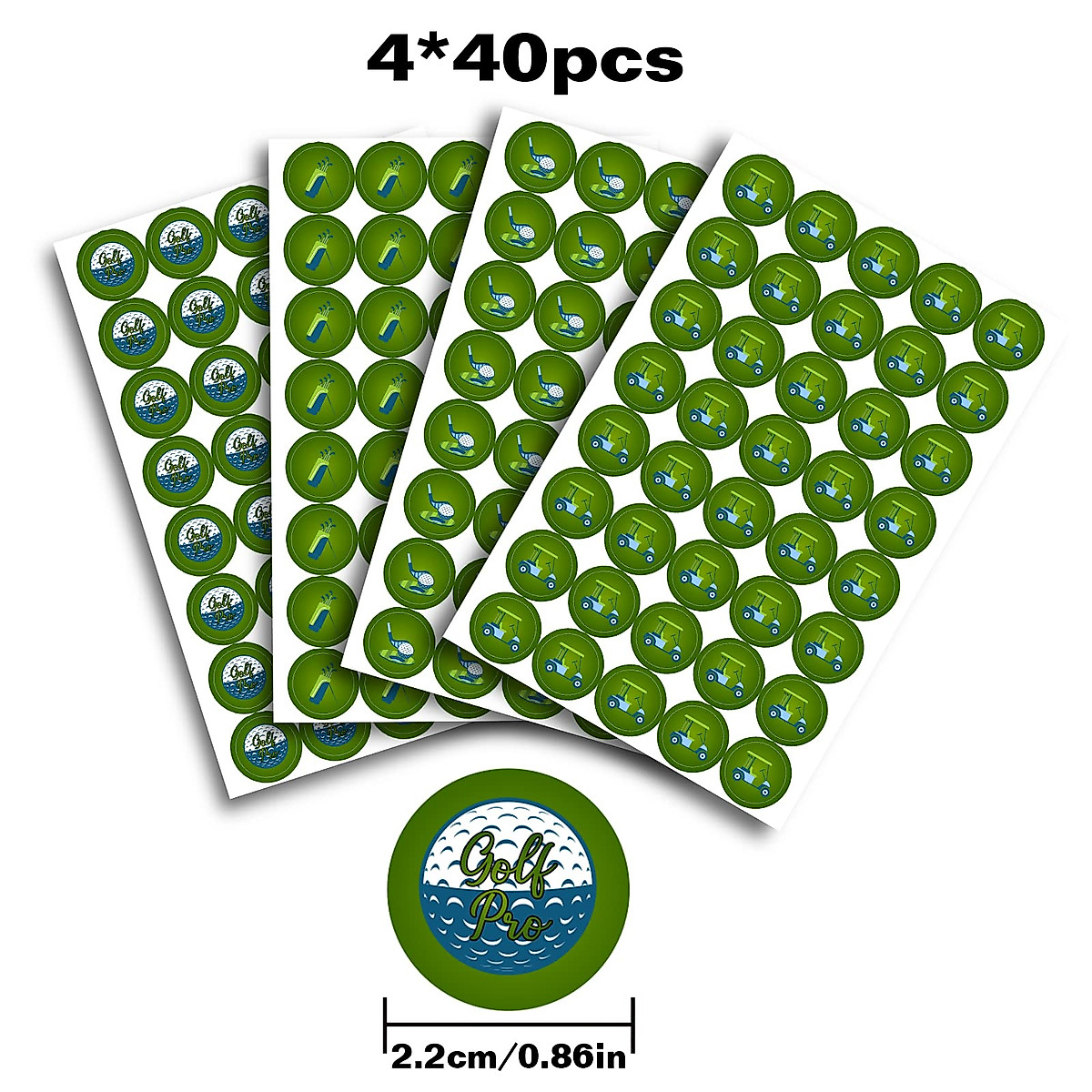 Golf Theme Round Candy Sticker - Golfing Birthday or Retirement Party Favors Sticker Labels Fit Chocolate Candy (160 Pieces）
