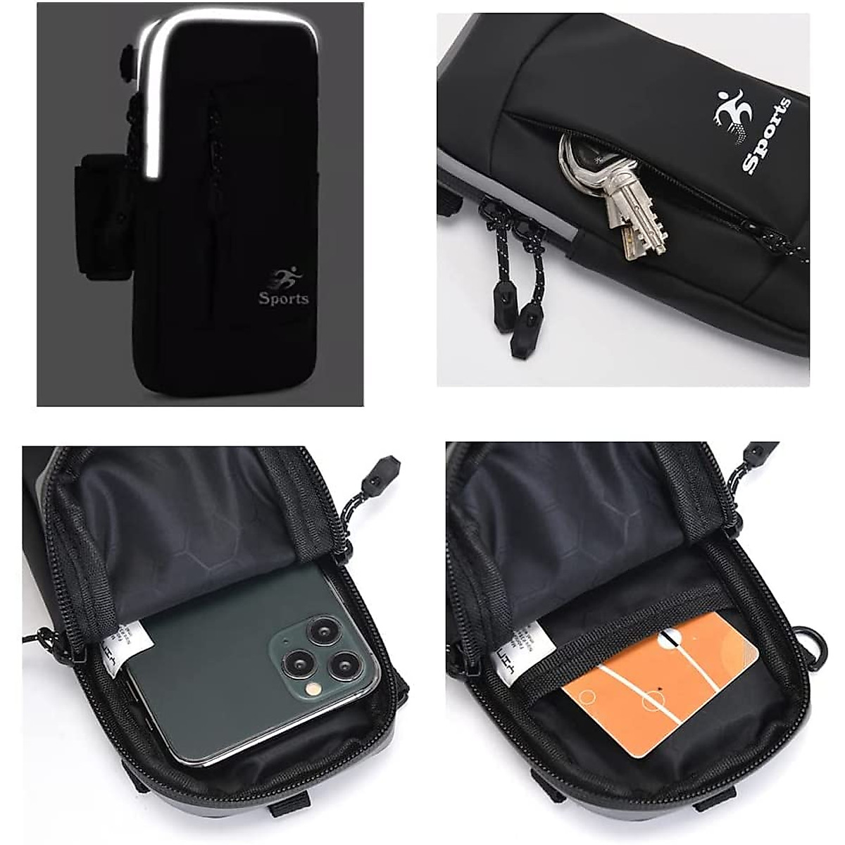 Sport Running Armband Cell Phone Holder Crossbody Purse Belt Pouch Arm Bag for Samsung Galaxy S21 FE S23 S22 Ultra S20 Plus/Google Pixel 6a 7 6 5 4 XL/iPhone 13 14 Pro Max BLU View 2 TCL 10L (Blue)