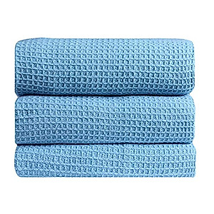 AAVNI HOMES 100% Cotton Blanket King Size 108 x 90 Inches Aqua Sky Blue Color Waffle Weave Blanket - Soft Premium Lightweight Breathable Cotton Bed Blanket for Layering King Size Bed