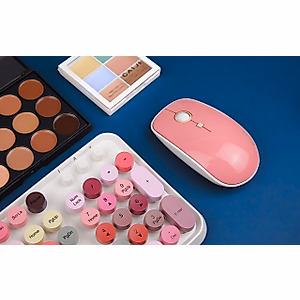 SADES V2020 White Colorful Wireless Keyboard with Round Keycaps,2.4GHz Dropout-Free Connection,Long Battery Life,Cute Wireless Moues for PC/Laptop/Mac