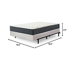 Spring Coil, 4.5-Inch Sturdy Box Spring for Mattress Support-Durable and Easy to Assemble Natural Wood Foundation for King, White