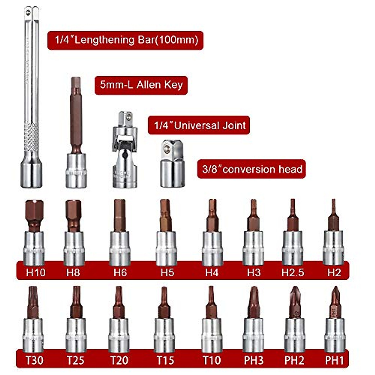 BULLTOOLS 1/4-inch Drive Click Torque Wrench Set Dual-Direction Adjustable 90-tooth Torque Wrench with Buckle (20-200in.lb / 2.26-22.6Nm)