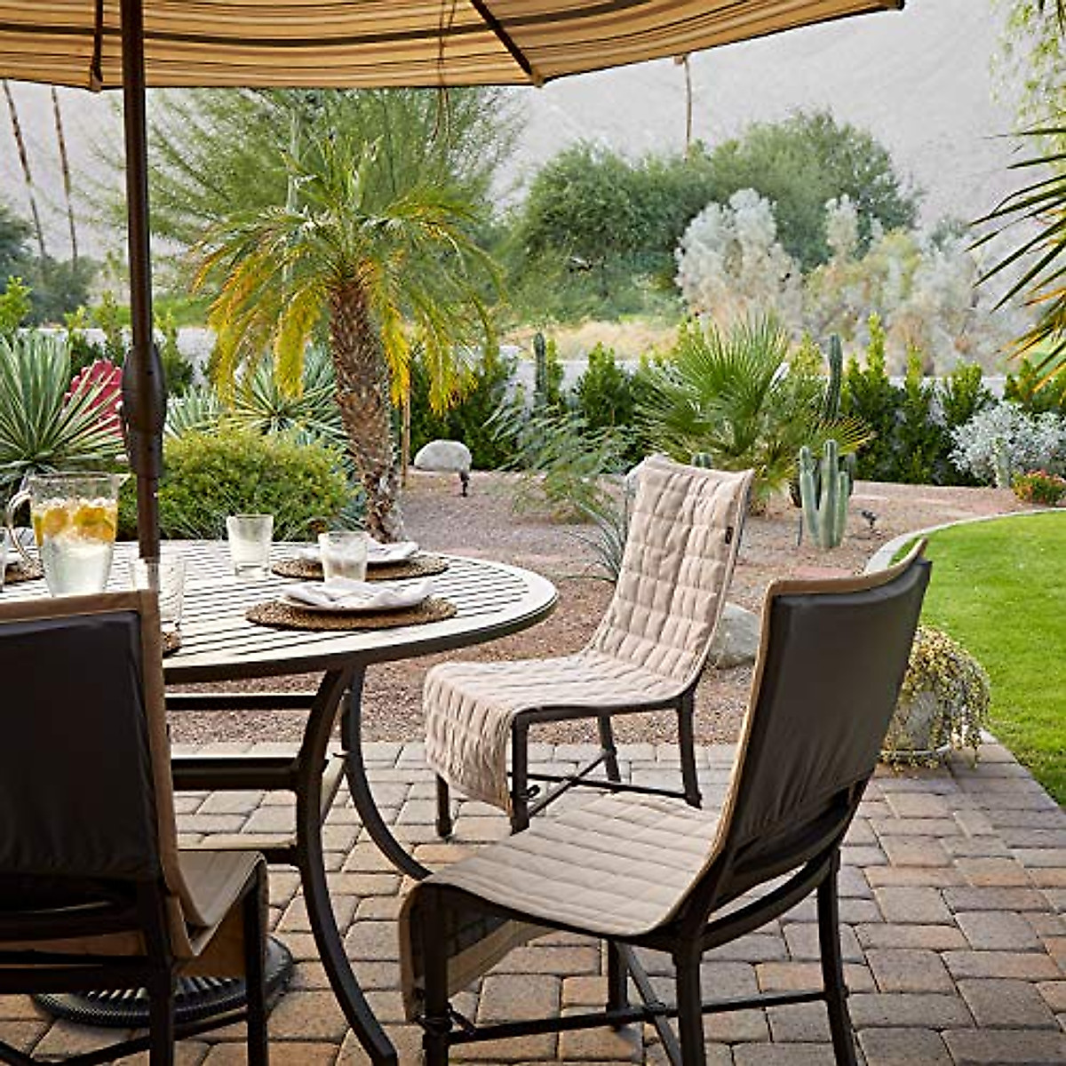 Classic Accessories Montlake Water-Resistant 45 Inch Patio Chair Slipcover, Antique Beige, Patio Furniture Covers