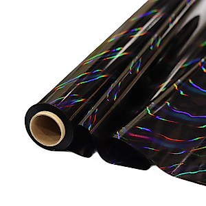 CMFYHM Iridescent Black Cellophane Wrap Roll I 34 In Wide X 100 Ft Long I Colorful Cello Perfect For Baskets,Gifts, Treats,Birthday Holiday Wedding Floral, Party Arts Crafts Decoration (Black)