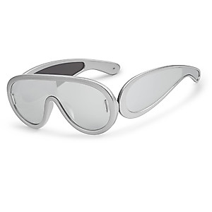 VANLINKER Oversized Round Sunglasses for Women Men Trendy One-Piece Mask Shades Fashion Big Lens Smooth Flat Top Frame VL9760