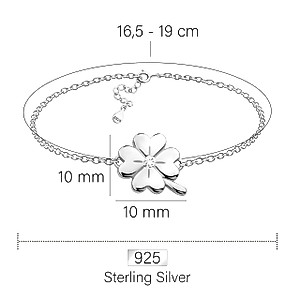 Sofia Milani - Solid 925 Sterling Silver Bracelet for Women - with Zirconia Stone - Cloverleaf Pendant - B0276