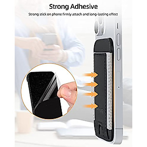 Phone Card Holder, Premium Leather Phone Wallet Stick On, Strong Adhesive Cell Phone Pocket Credit Card Holder for Phone Compatible with iPhone, Samsung & Most Smartphones, Fit 7 Cards, Black, 1 Pack