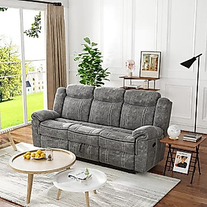 Acme Furniture Zubaida 41" x 87" Modern Velvet Reclining Sofa with USB Dock, 1 Storage Drawer, Tight Back & Seat Cushion, in 2-Tone Gray Finish