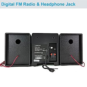 LONPOO Compact Top Loading CD Player Stereo Shelf System, Bluetooth CD Player Home Music System 30W, Digital FM Stereo Radio (NO AM) with Speakers, Headphone Jack丨AUX-IN丨USB Input丨Remote Control