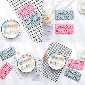 Crethinkaty Easter Chocolate Mold-1Pack Happy Easter Silicone Chocolate Mold-Happy Easter Letters Shaped Chocolate Pudding Candy Making Mold for Easter.