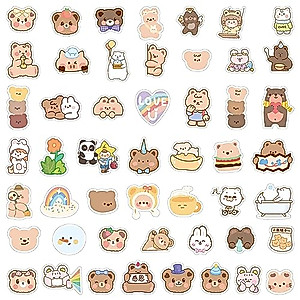 100 Pcs Cute Bear Stickers for Kids, Reusable Vinyl Waterproof Stickers for Laptop, Bumper, Skateboard, Water Bottles, Computer, Phones, Animal Stickers for Kids Teens