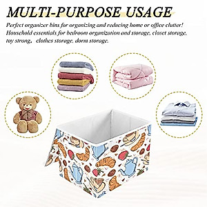 Storage Bins with Lids and Handles, French Breakfast Storage Box Storage Basket with Cover Collapsible Organizer Containers for Home Closet, Shelves, Toy, Nursery