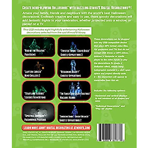 Reaper Brothers Spooky Halloween Hollusion Digital Decoration Kit Includes 8 AtmosFX Video Effects for Halloween Plus HD Super Bright Projector and 5.5' x 9' Holographic Projection Screen