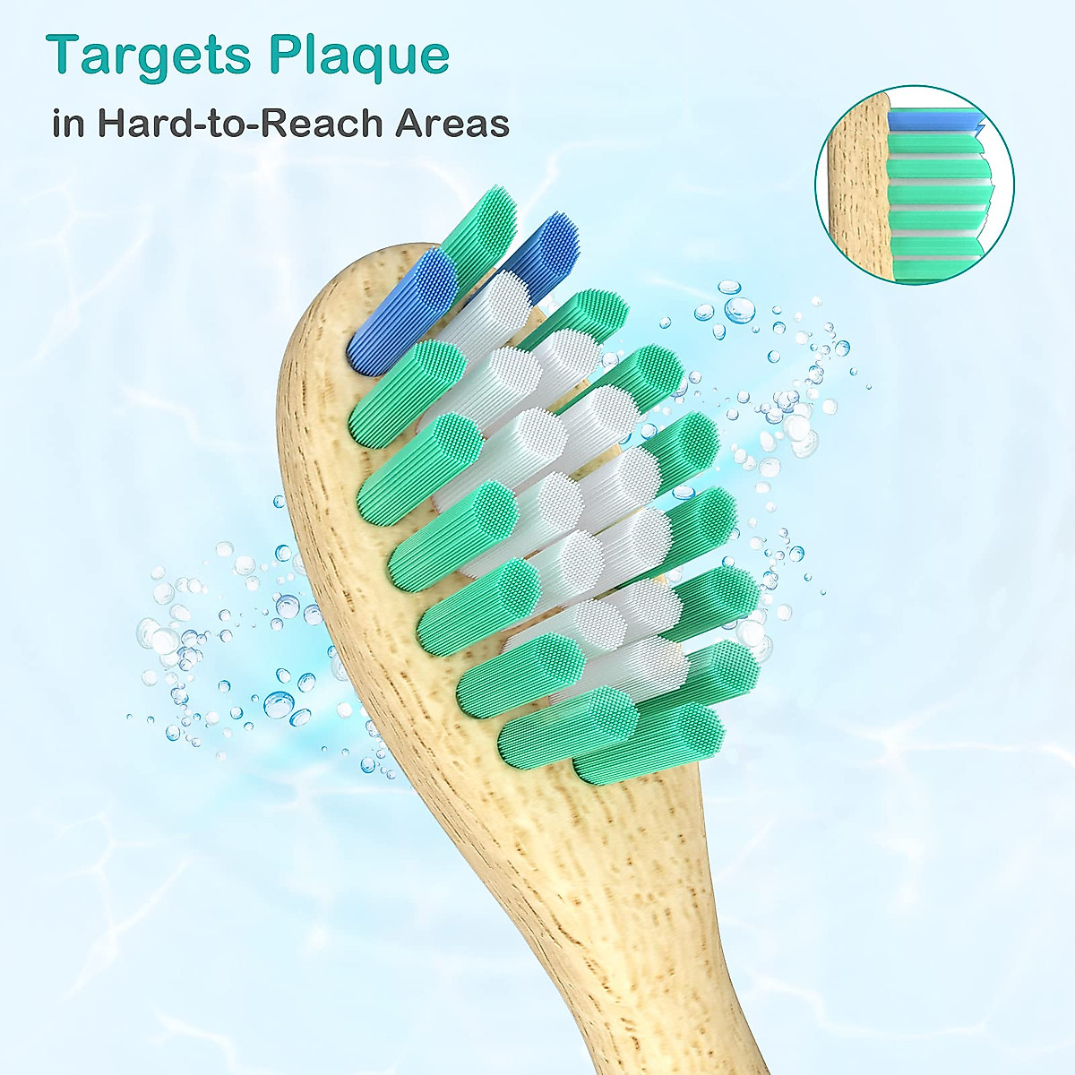 Bamboo Replacement Toothbrush Heads - FSC Certified and PETA Approved, 4 Count (Fits Most Philips Electric Toothbrushes)