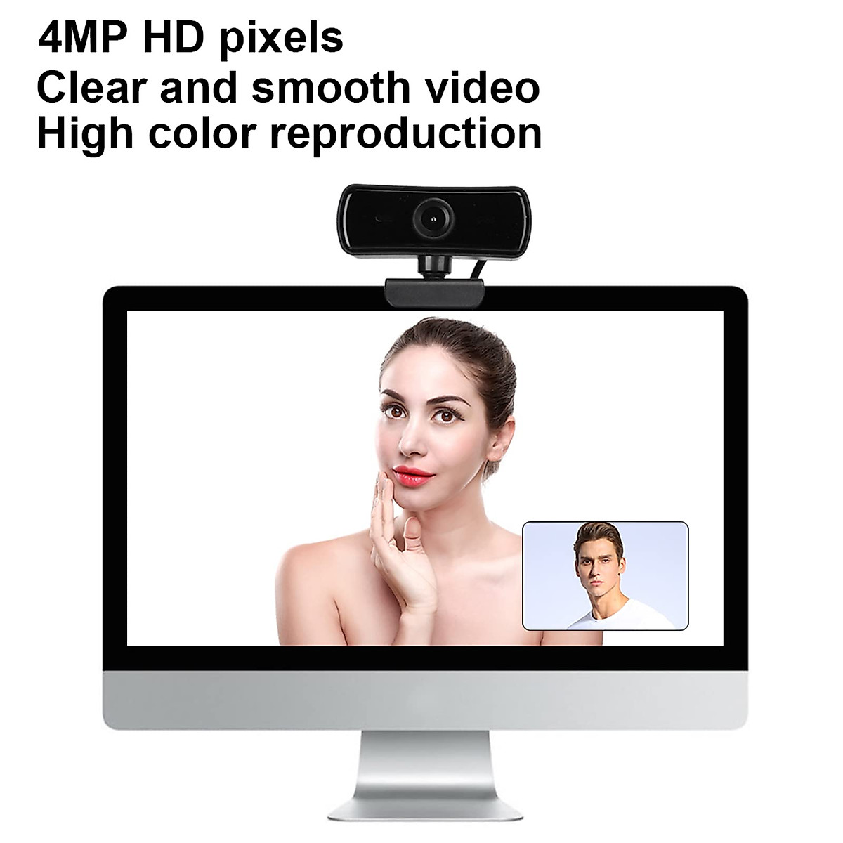 Yoidesu 143 Webcam, 4K PC Camera USB DriveFree Webcast and Builtin Microphone Adjustable Web Camera for Online Teaching, Video Meeting, Remote Work (Black)