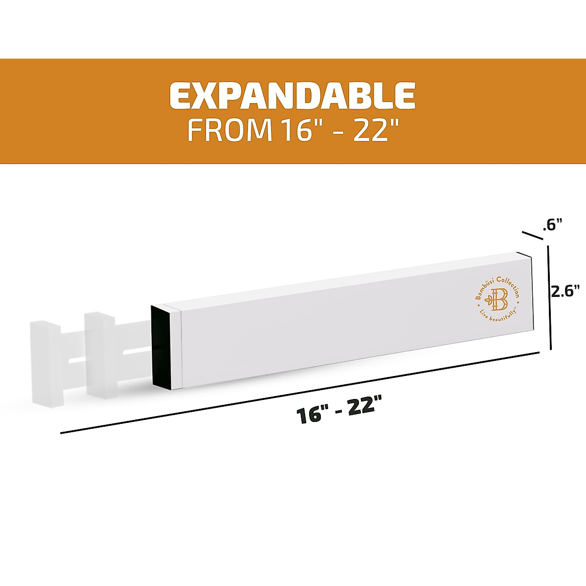 4 Pack Drawer Dividers Bamboo 2.6" High, 16-22" Adjustable Drawer Organizers for Clothes, Expandable Dresser Separators in Bedroom/Bathroom/Kitchen/Office Organization and Storage (White)