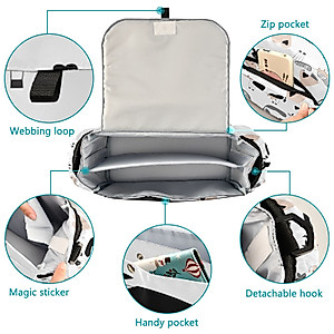 Sinestour Cute Cows Stroller Organizer with Cup Holder Universal Stroller Organizer Bag Detachable Shoulder Strap Stroller Accessories for Diaper Keys Phone Toys Fit All Baby Stroller