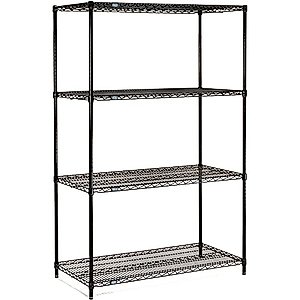 Nexel 24" x 42" x 74", 4 Tier Adjustable Wire Shelving Unit, NSF Listed Commercial Storage Rack, Black Epoxy Finish, leveling feet