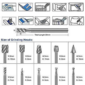 Wood Carving Bits Engraving Router Bit, 20pcs HSS Different Rotary Burr Set with 1/8"(3mm) Shank for Rotary Tools for DIY Woodworking, Carving, Drilling, Engraving, Trimming