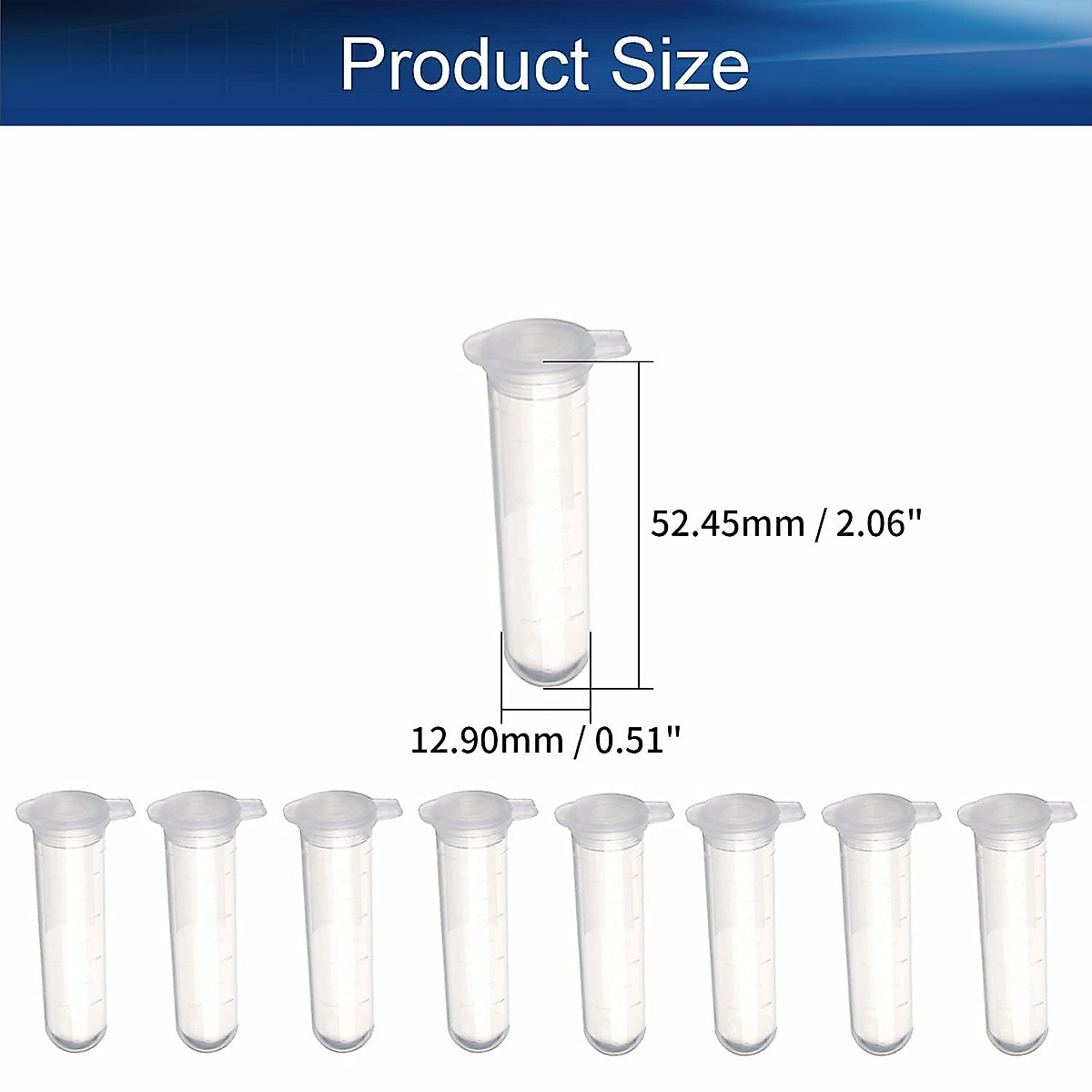 Arteya 5ml Microcentrifuge Tubes 200PCS,Centrifuge Tubes with Attached Lid, Round Bottom Transparent Micro Centrifuge Sample Bottle Vials Container for Lab,Plastic Lab Snap Tubes,Clear Graduation