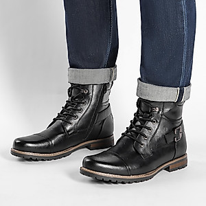 Bruno Marc Men's Motorcycle Combat Boots Casual Zipper Biker Boot, Black, Size 14 M US, Philly-3